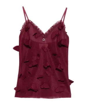 Coperni Appliqué Spaghetti Strap V-neck Top - Red