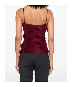 Coperni Appliqué Spaghetti Strap V-neck Top - Red