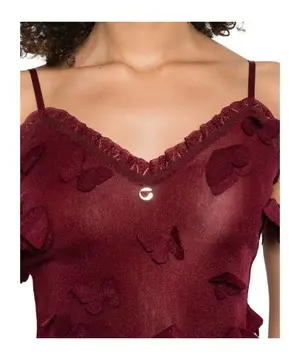 Coperni Appliqué Spaghetti Strap V-neck Top - Red