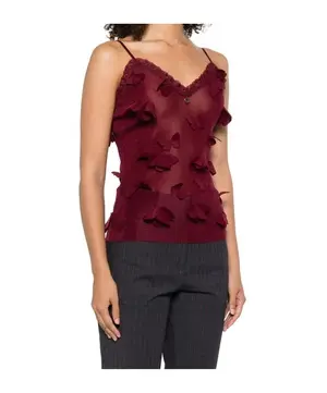 Coperni Appliqué Spaghetti Strap V-neck Top - Red
