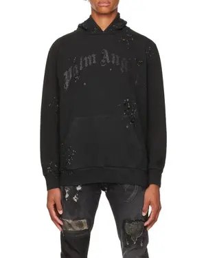 Palm Angels Logo Distressed Hoodie - Black