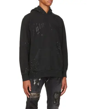 Palm Angels Logo Distressed Hoodie - Black