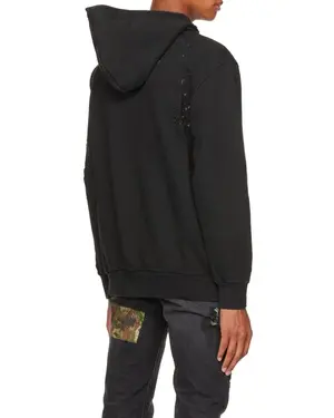Palm Angels Logo Distressed Hoodie - Black