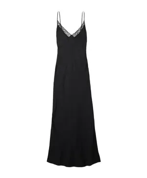THE ROW Sleeveless V-neck Dress With Lace Trim - Black