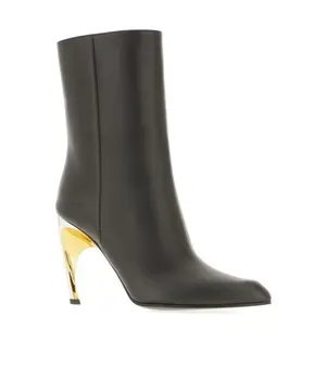 Alexander McQueen 95mm Leather Ankle Boots With Stiletto Heel