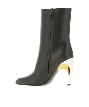 Alexander McQueen 95mm Leather Ankle Boots With Stiletto Heel
