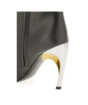 Alexander McQueen 95mm Leather Ankle Boots With Stiletto Heel