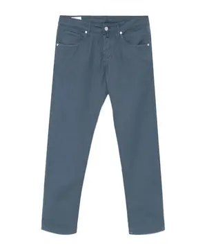 Incotex Logo-patch Tapered Trousers - Blue