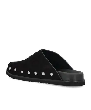 Celine Pitea Triomphe Mule In Suede Calfskin With Studs - Black