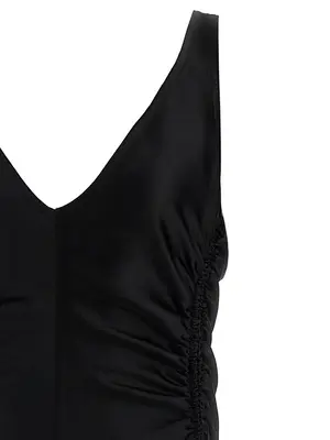 Sportmax Katia V-neck Sleeveless Ruched Maxi Dress - Black