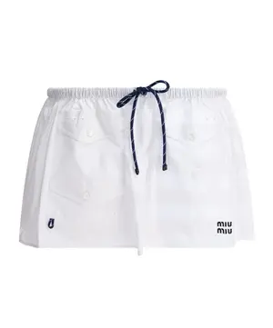 Miu Miu Logo Embroidered Drawstring Skirt