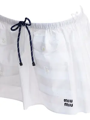 Miu Miu Logo Embroidered Drawstring Skirt