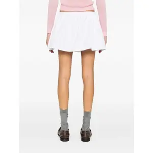 Miu Miu Logo Embroidered Drawstring Skirt - White