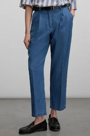 Aspesi Chambray Tapered Pleated Trousers