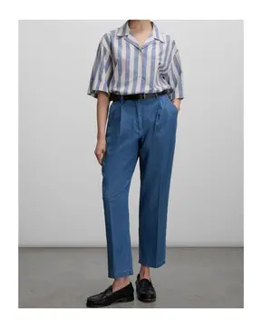 Aspesi Chambray Tapered Pleated Trousers
