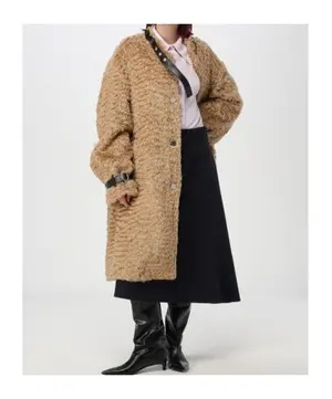 JIL SANDER Calf-length Coat With Detachable Leather Neck Strap - Nude