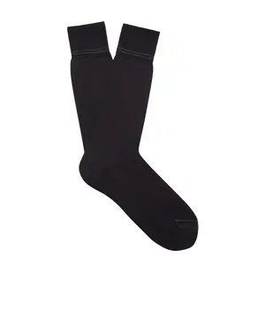 Zegna Cotton Ribbed Socks - Navy Blue