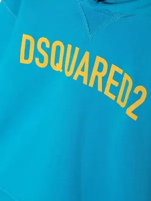 Dsquared2 Long Sleeve Hooded Sweater With Front Lettering - Blue