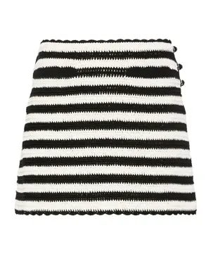Celine Striped Crocheted Cotton Mini Skirt - Black/beige