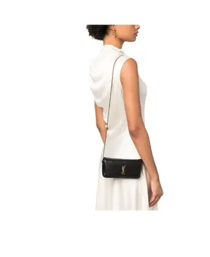 Saint Laurent Gaby Chain Phone Holder - Black