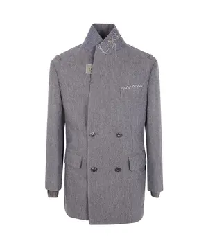 Kolor Double-breasted Coat With Patch Pockets - Herringbone