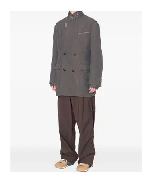 Kolor Double-breasted Coat With Patch Pockets - Herringbone