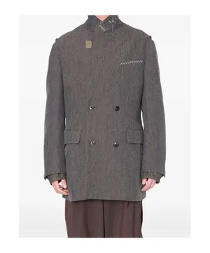 Kolor Double-breasted Coat With Patch Pockets - Herringbone