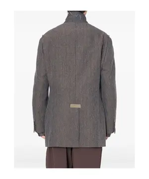 Kolor Double-breasted Coat With Patch Pockets - Herringbone