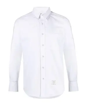 Thom Browne Rwb Striped Long-sleeved Shirt - White