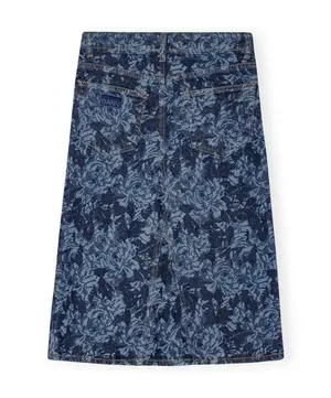 GANNI Lazer Denim Midi Skirt