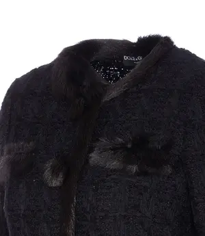 Dolce & Gabbana Single-breasted Fur-trimmed Tweed Jacket