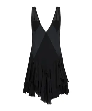 Attico Sleeveless V-neck Mini Dress With Pleated Details