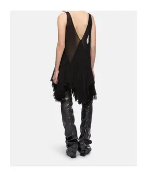 Attico Sleeveless V-neck Mini Dress With Pleated Details
