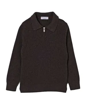 Brunello Cucinelli Zip Polo Shirt With Ribbed Hem