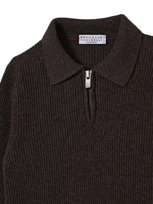 Brunello Cucinelli Zip Polo Shirt With Ribbed Hem