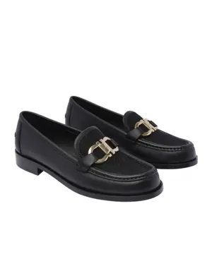 FERRAGAMO Gancini Jacquard Loafers - Black