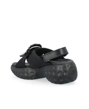 ROGER VIVIER Viv' Run Light Strass Buckle Sandals - Black