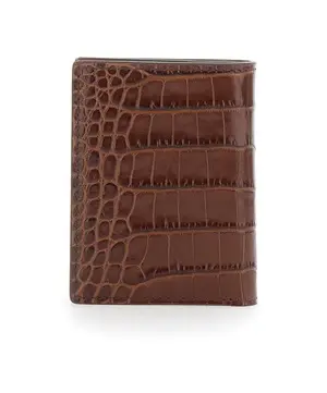 TOM FORD Embossed Leather Card Case - Brown