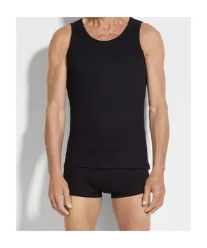 Zegna Cotton Blend Tank Top - Black