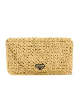Prada Logo-embroidered Chain-linked Crochet Shoulder Bag