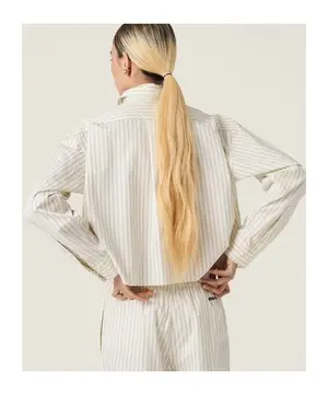 Miu Miu Striped Logo Embroidered Shirt - White