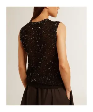 GOLDEN GOOSE Sequined Mesh Knitted Tank Top