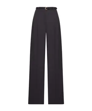 Max Mara Belted Wool Trousers - Black