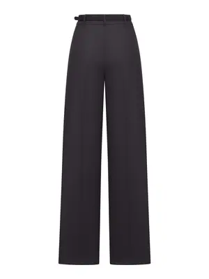 Max Mara Belted Wool Trousers - Black