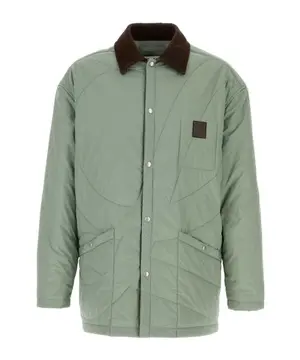 Loewe Padded Technical Shell Overshirt With Suede Collar - Turquoise