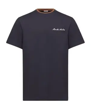 Moncler Logo Embroidered Crewneck T-shirt - Navy Blue