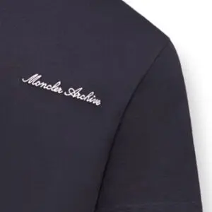 Moncler Logo Embroidered Crewneck T-shirt - Navy Blue