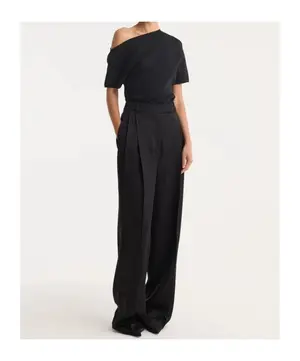 RÓHE High-waisted Pleated Wide-leg Pants - Black