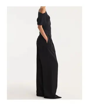 RÓHE High-waisted Pleated Wide-leg Pants - Black