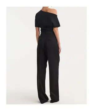 RÓHE High-waisted Pleated Wide-leg Pants - Black